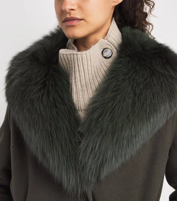 YVES SALOMON Wool-cashmere Fur-trim Coat