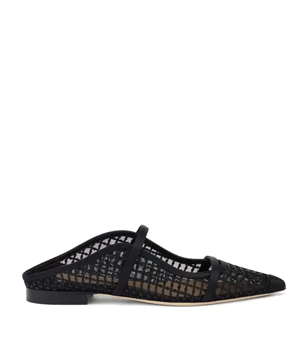MALONE SOULIERS Sequin Mesh Maureen Mules - Black