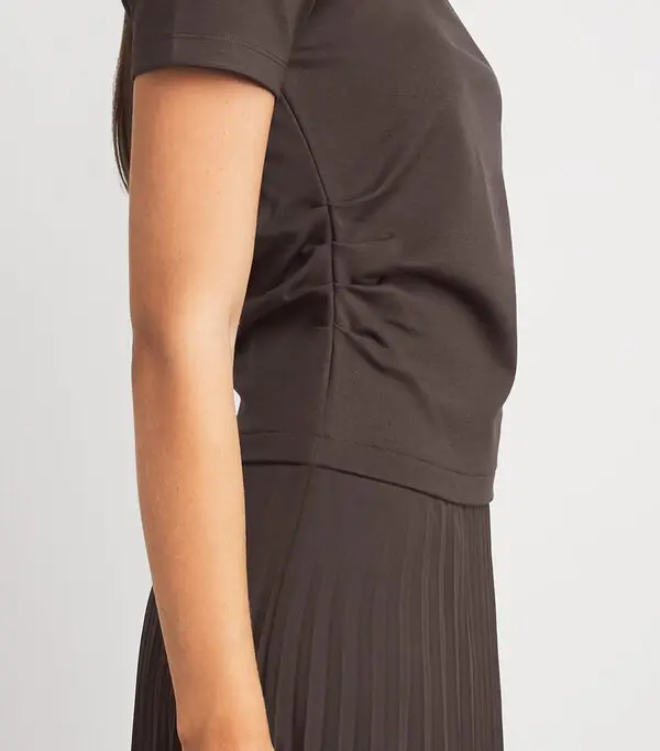Claudie Pierlot Ruched Pleated-skirt Midi Dress