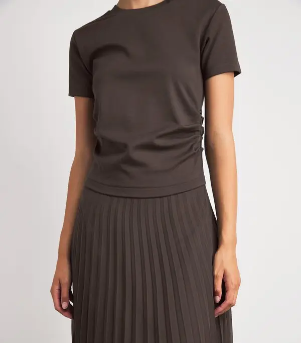 Claudie Pierlot Ruched Pleated-skirt Midi Dress