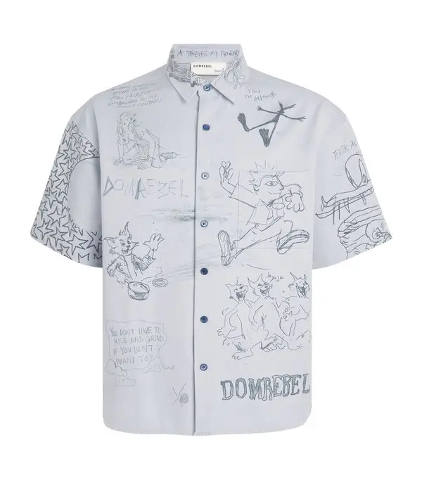 DOMREBEL Sketchy Short-sleeve Shirt - Blue
