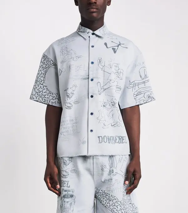 DOMREBEL Sketchy Short-sleeve Shirt - Blue