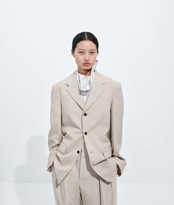 Bottega Veneta Wool And Cotton Jacket - Beige/light Blue