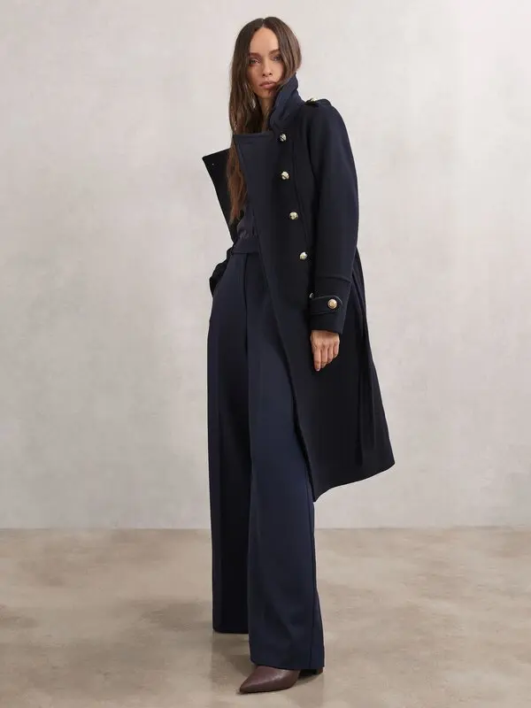 REISS Wool-blend Double-breasted Coat