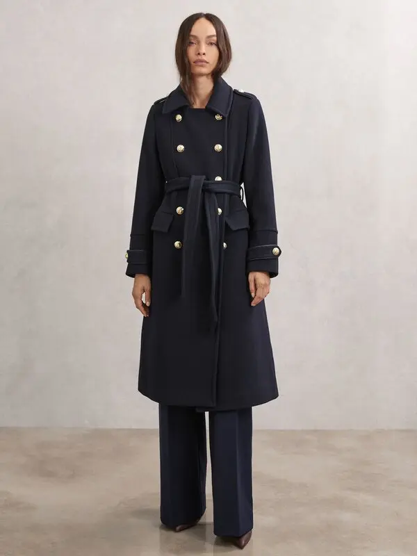 REISS Wool-blend Double-breasted Coat
