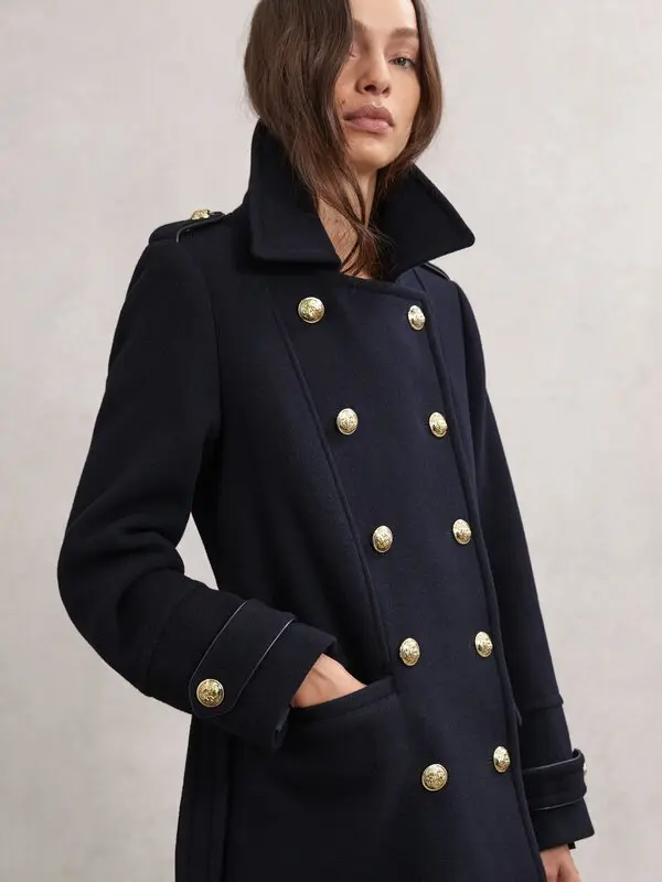 REISS Wool-blend Double-breasted Coat
