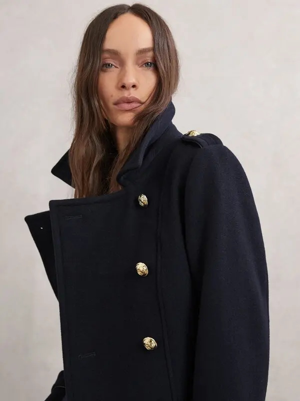 REISS Wool-blend Double-breasted Coat