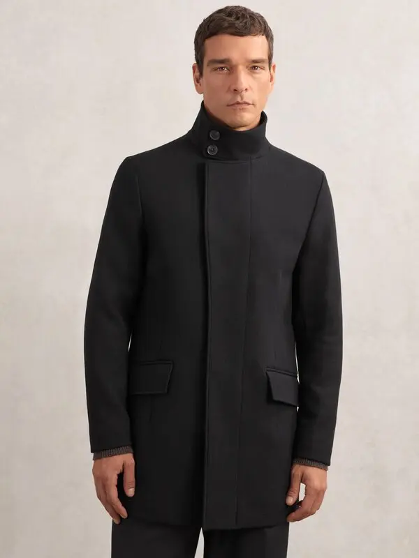 REISS Wool-blend Stand-collar Coat