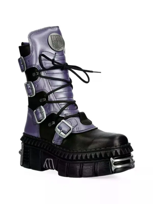 NEW ROCK X Attack On Titan Buckled Platform Biker Boots