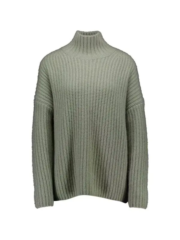 ALLUDE Ribbed-knit Mock-neck Sweater