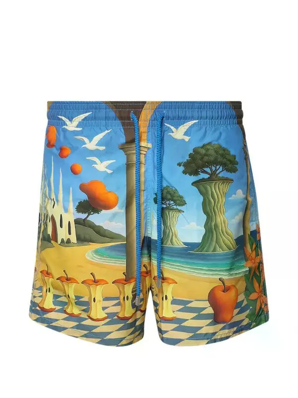 Vilebrequin X 3.paradis Eden Surrealist-print Swim Shorts - Blue