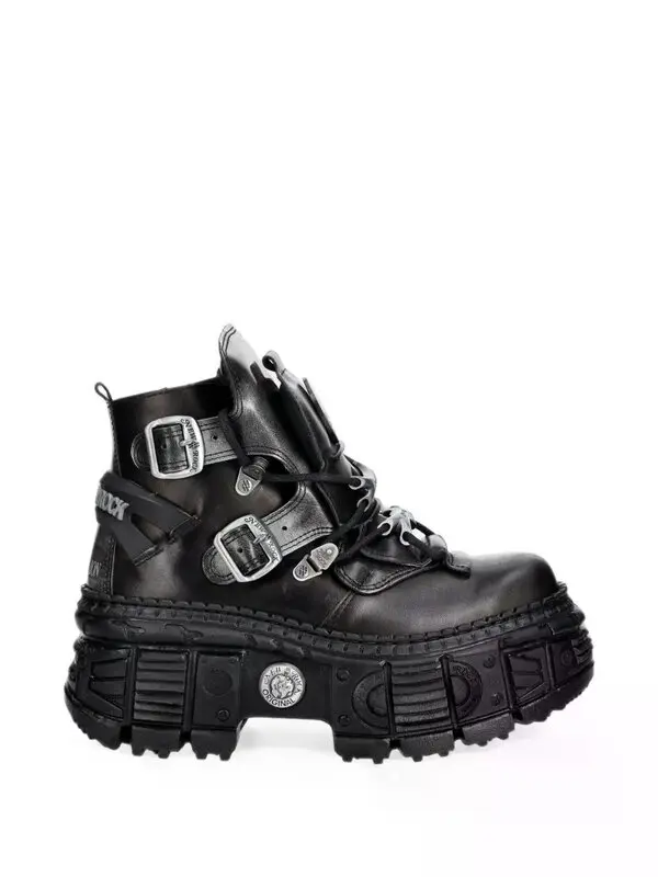 NEW ROCK Wall Buckle-strap Platform Boots
