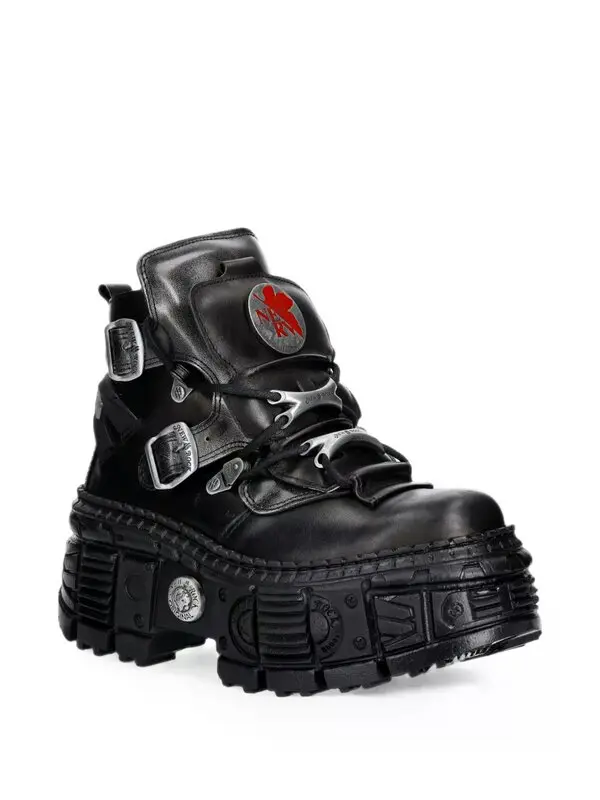NEW ROCK Wall Buckle-strap Platform Boots