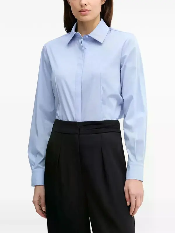 Sisley Pointed Collar Buttoned Shirt - Blue