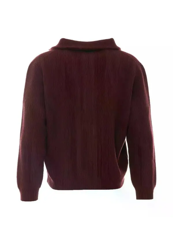 Saint Laurent Half-zip Sweater In Rib-knit Wool