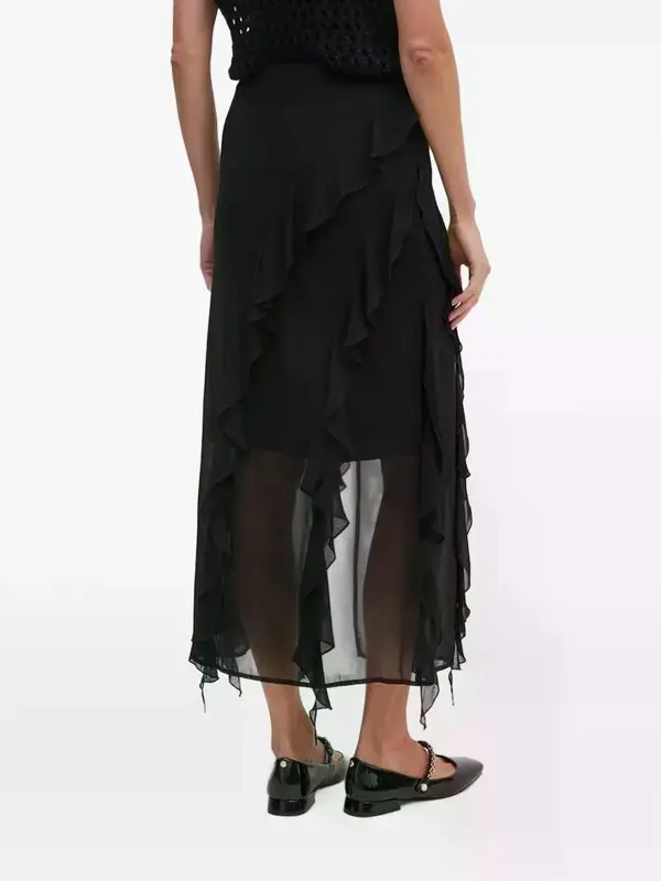 Sisley Ruffled Front-slit Midi Skirt