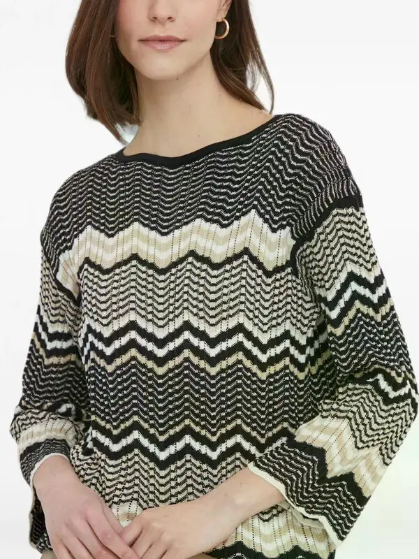 Sisley Long-sleeve Chevron-pattern Sweater