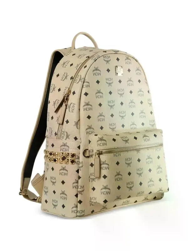 Mcm Stark Monogram-print Backpack - Neutrals