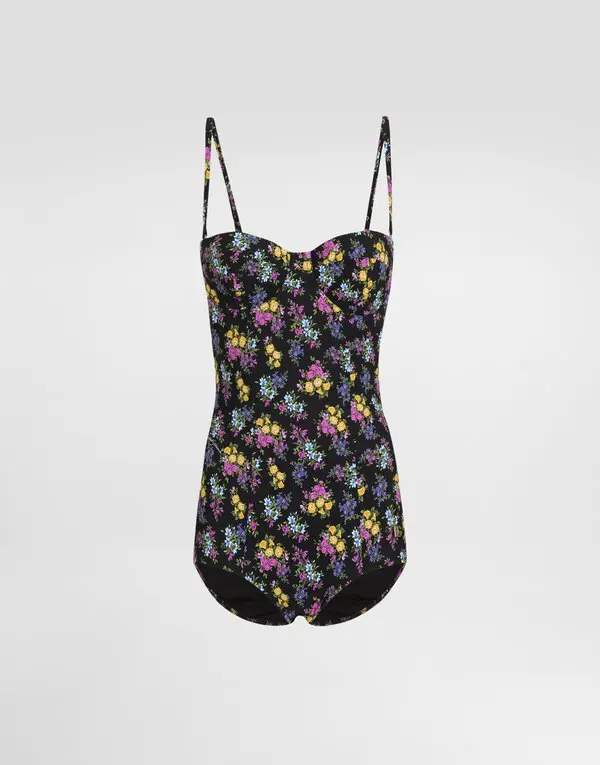 Dolce & Gabbana Small Floral-print Balconette One-piece Swimsuit Swimwear - Multicolor