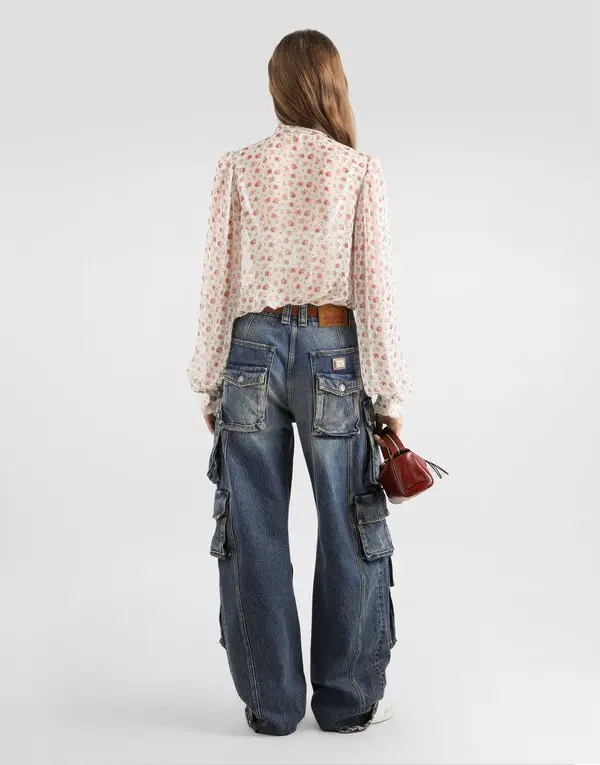 Dolce & Gabbana Rose-print Chiffon Blouse