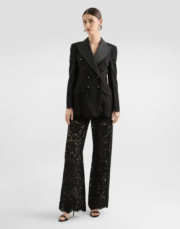 Dolce & Gabbana Floral Lace Peak Lapel Blazer