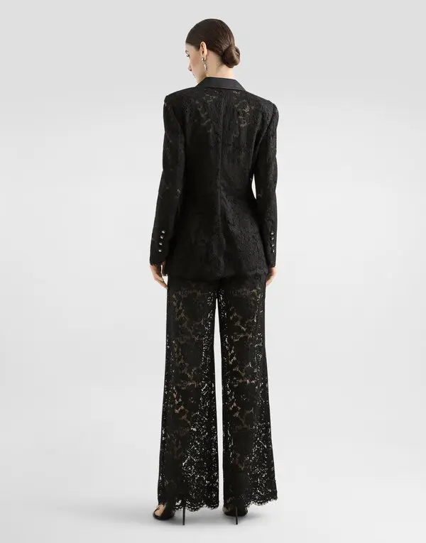 Dolce & Gabbana Floral Lace Peak Lapel Blazer
