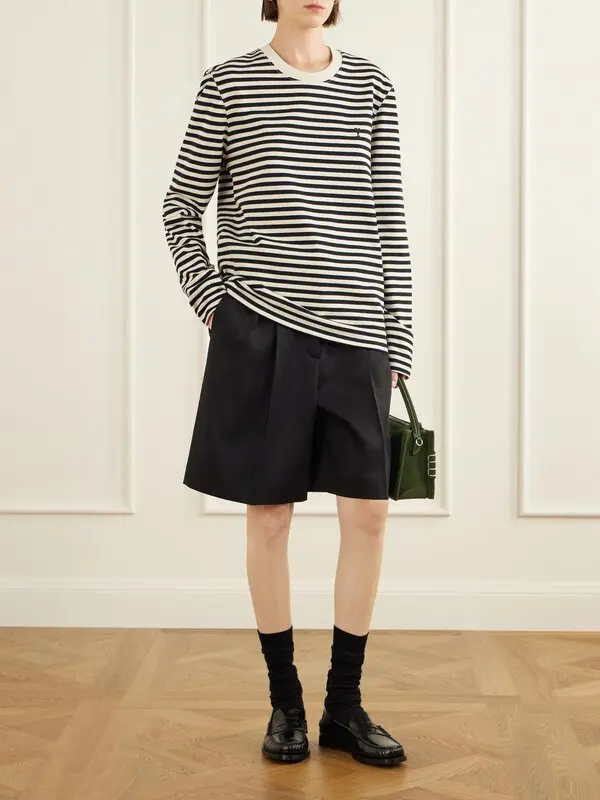 AMI Paris Logo-embroidered Striped Cotton-jersey T-shirt