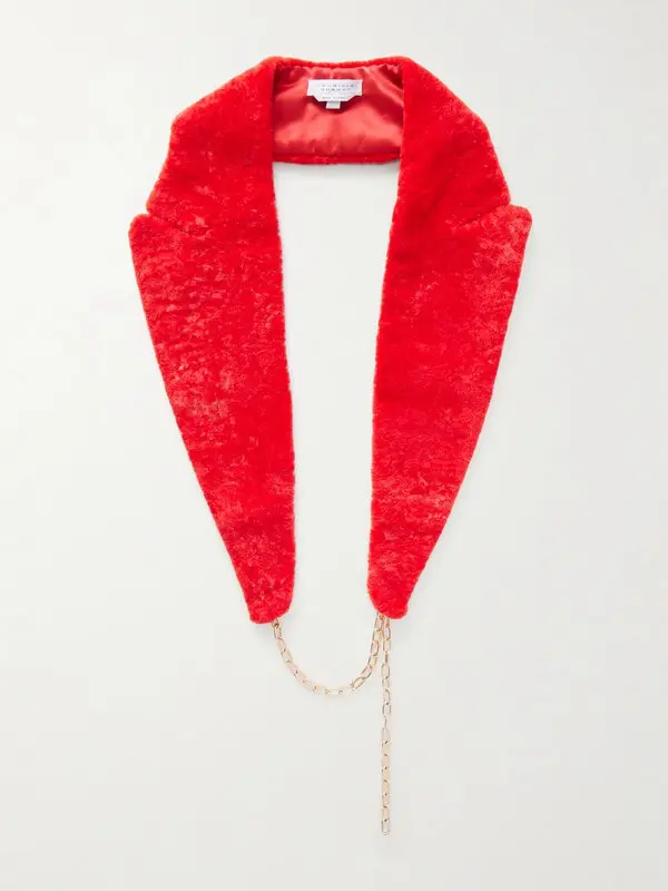 Gabriela Hearst Demeter Shearling Collar - Red