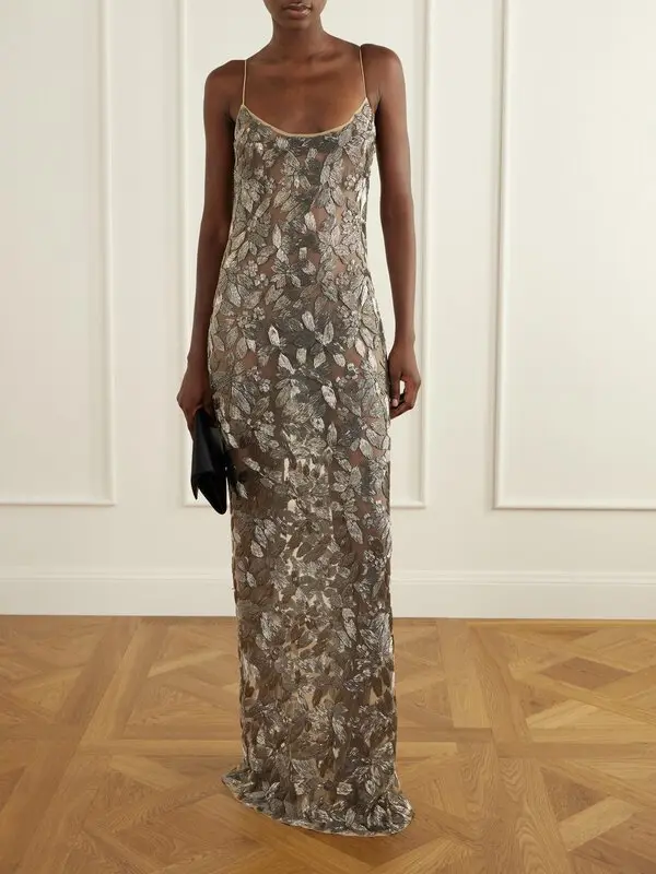 ILKYAZ OZEL Isis Embellished Organza Maxi Dress