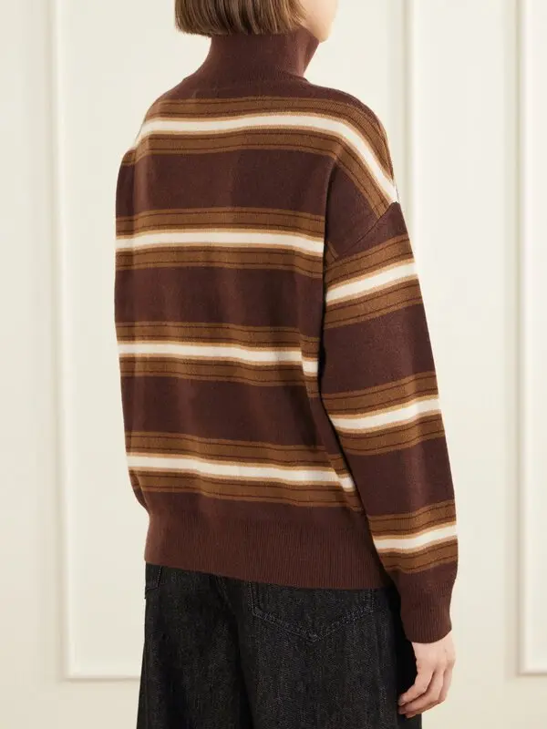 Staud Hudson Striped Cashmere Turtleneck Sweater