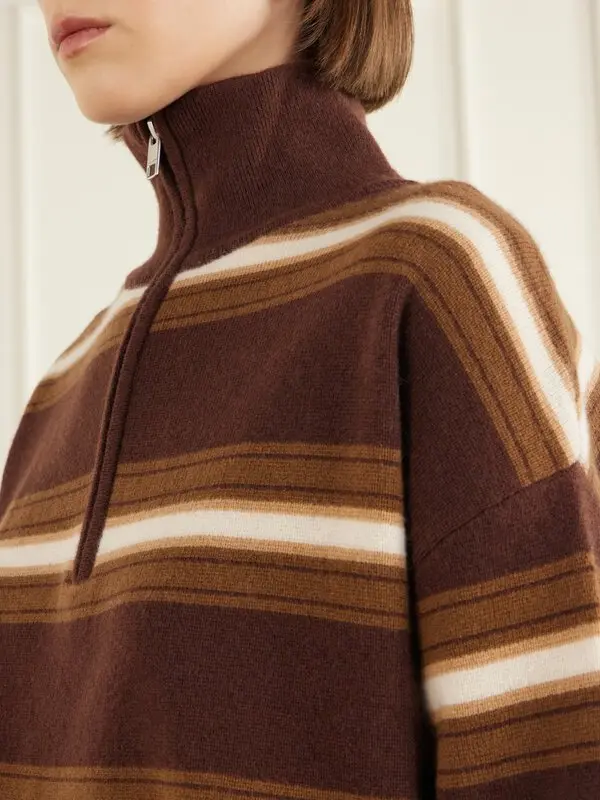 Staud Hudson Striped Cashmere Turtleneck Sweater