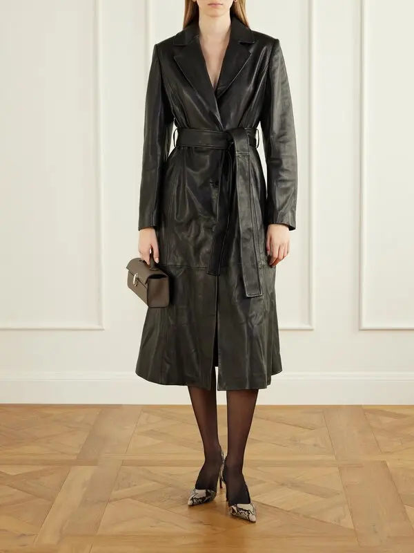 Nour Hammour Camden Belted Leather Coat