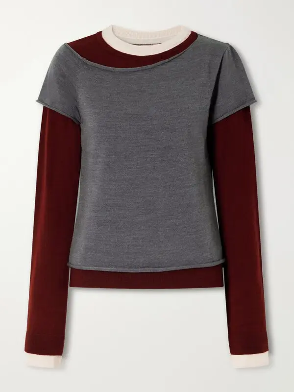 Staud Sera Layered Wool-blend Sweater
