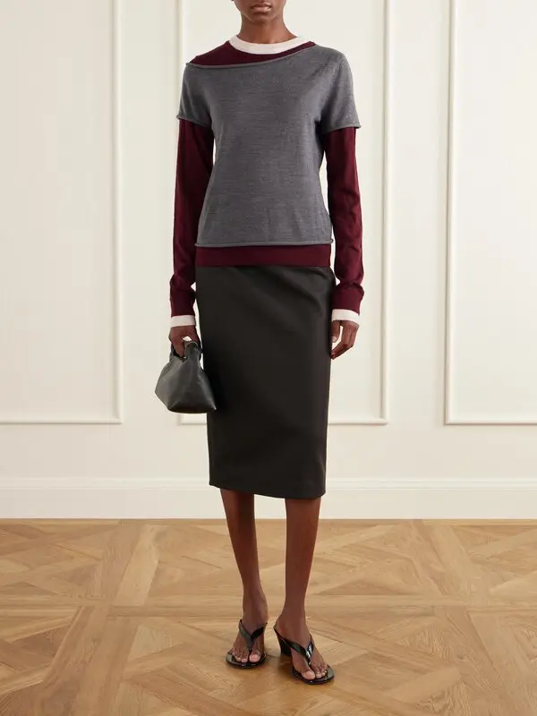 Staud Sera Layered Wool-blend Sweater