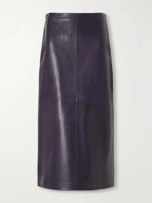 Nour Hammour Alana Leather Midi Skirt