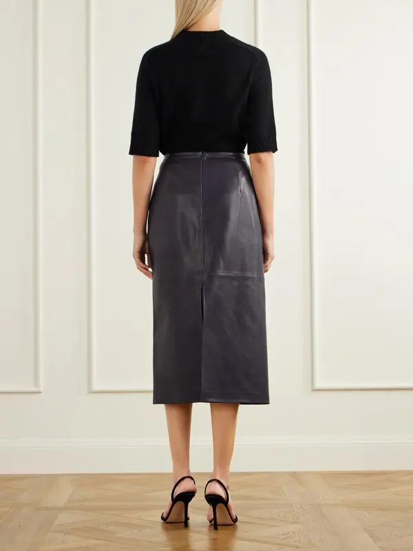 Nour Hammour Alana Leather Midi Skirt