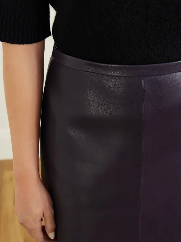 Nour Hammour Alana Leather Midi Skirt
