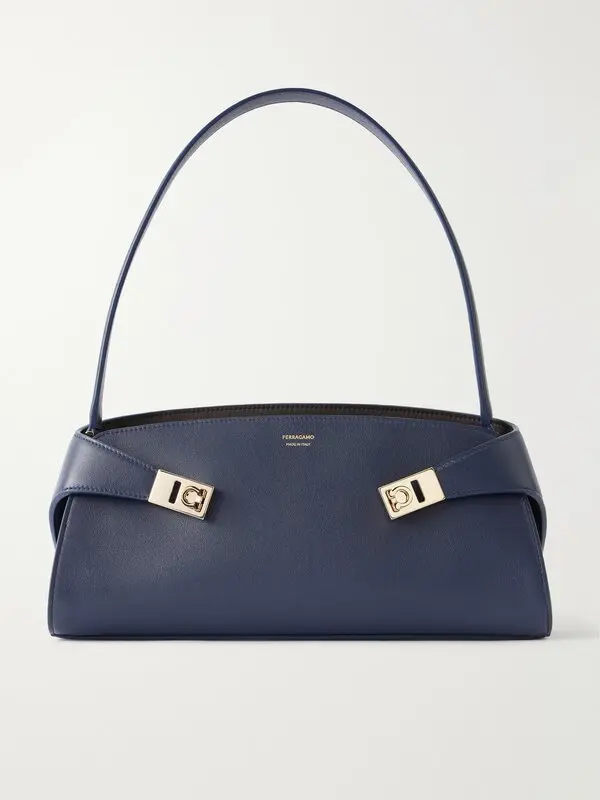 FERRAGAMO Hug Leather Shoulder Bag - Blue