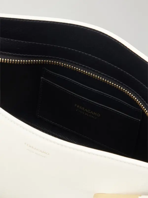 FERRAGAMO Hug Leather Shoulder Bag - Neutrals