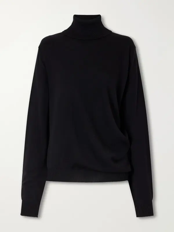 Magda Butrym Gathered Wool Turtleneck Sweater