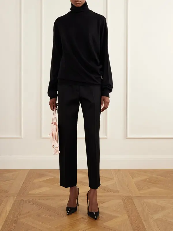 Magda Butrym Gathered Wool Turtleneck Sweater