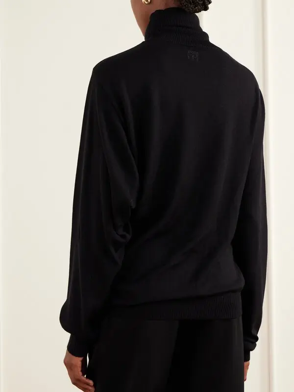 Magda Butrym Gathered Wool Turtleneck Sweater