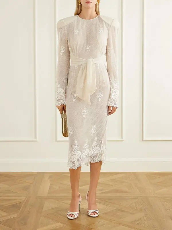 Magda Butrym Lace-trimmed Crepe Midi Dress