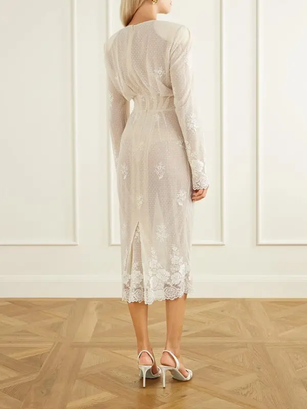 Magda Butrym Lace-trimmed Crepe Midi Dress