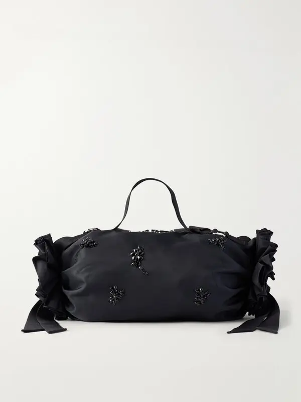Simone Rocha Double Ribbon Rosette Crystal-embellished Satin Shoulder Bag