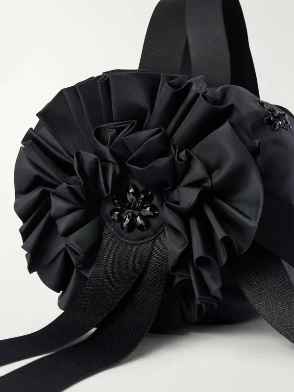 Simone Rocha Double Ribbon Rosette Crystal-embellished Satin Shoulder Bag