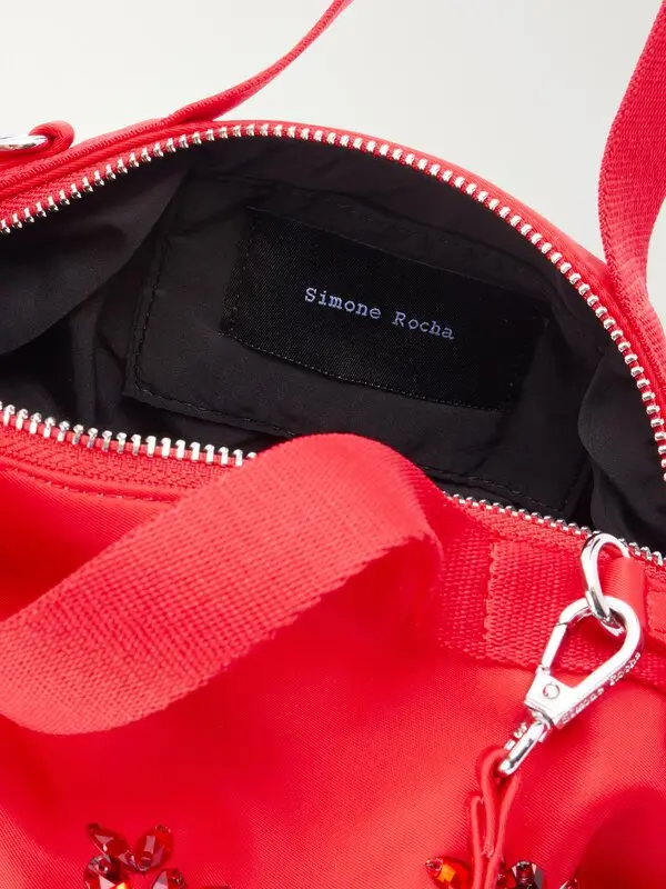 Simone Rocha Double Ribbon Rosette Crystal-embellished Satin Shoulder Bag