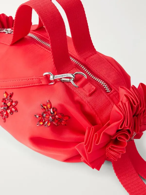 Simone Rocha Double Ribbon Rosette Crystal-embellished Satin Shoulder Bag