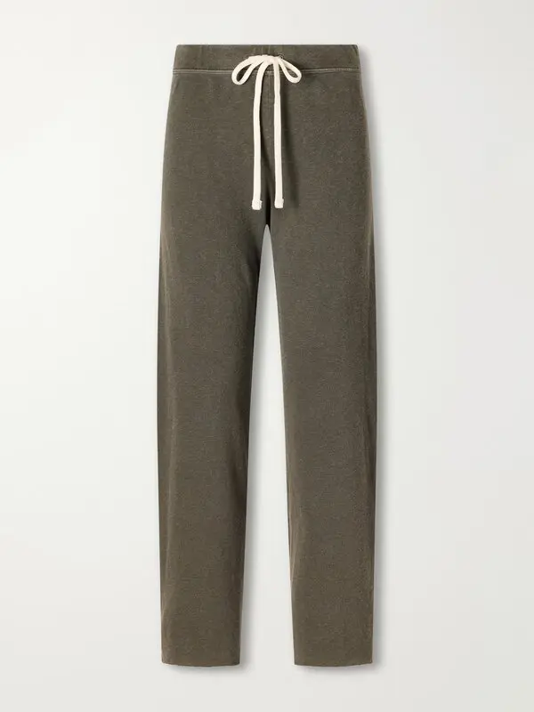 JAMES PERSE Cropped Brushed Cotton-terry Track Pants - Green