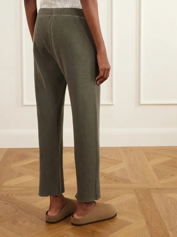 JAMES PERSE Cropped Brushed Cotton-terry Track Pants